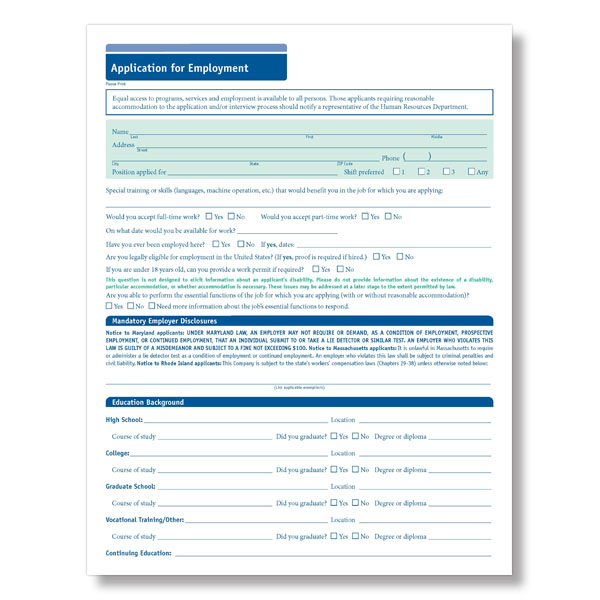 Blank 50 State Compliant Job Employment Application Short Form HRdirect Blank 50 State Compliant Job Employment Application Short Form HRdirect