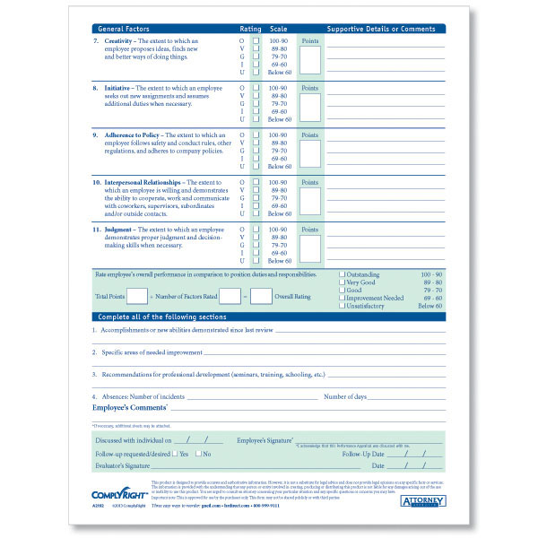 8.5 x 11 Performance Appraisal Forms - Pack of 50 | HRdirect 8.5 x 11 Performance Appraisal Forms - Pack of 50 | HRdirect