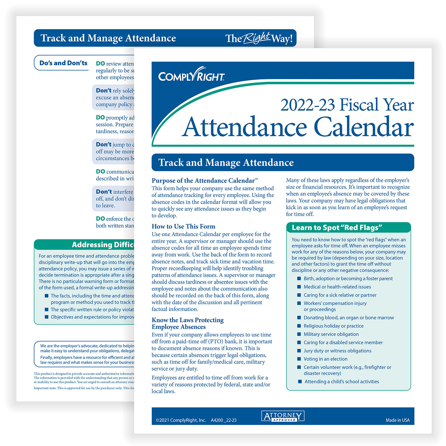 2022 Fiscal Year Attendance Calendar | Yearly Attendance | HRdirect