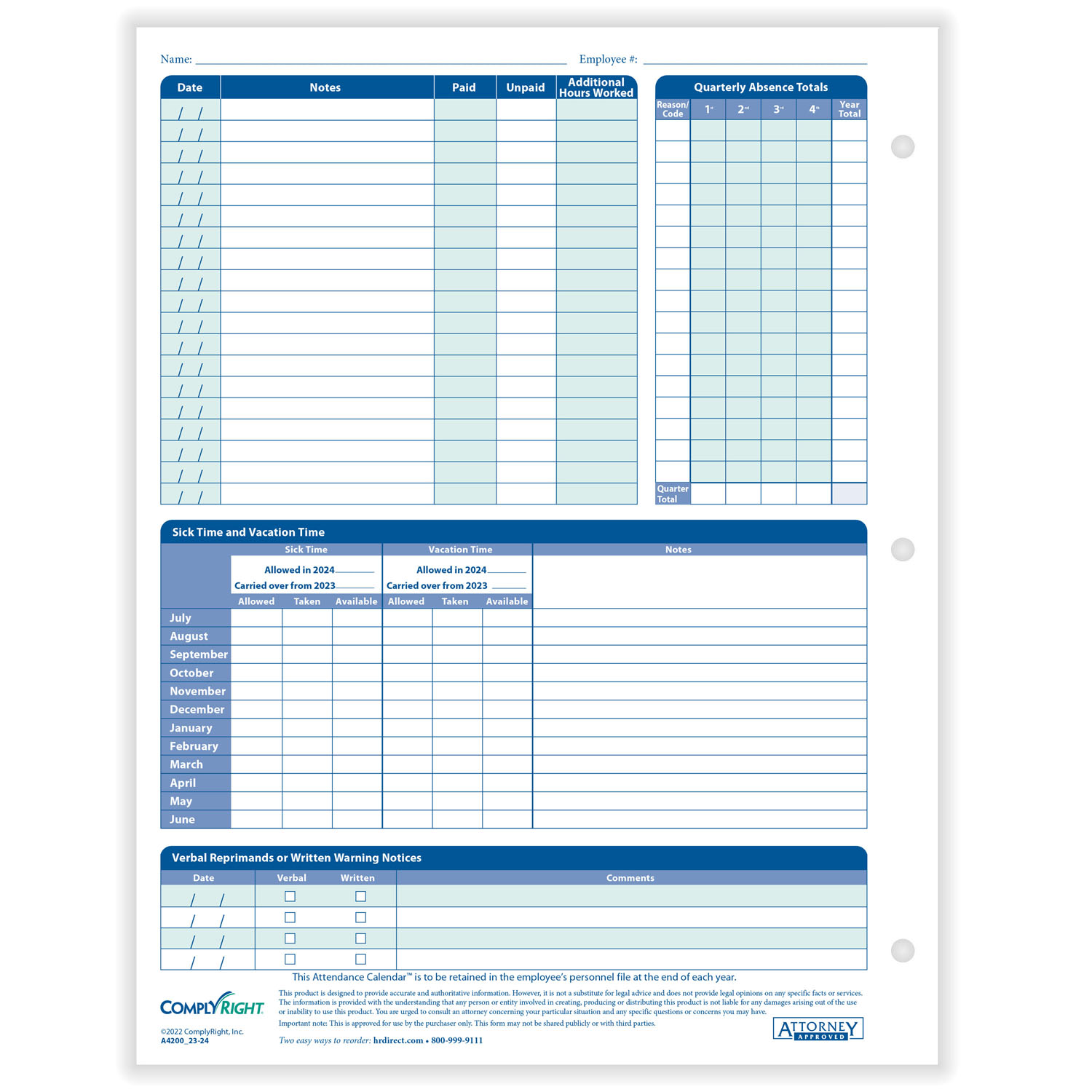 2023 Fiscal Year Attendance Calendar | Yearly Attendance | HRdirect