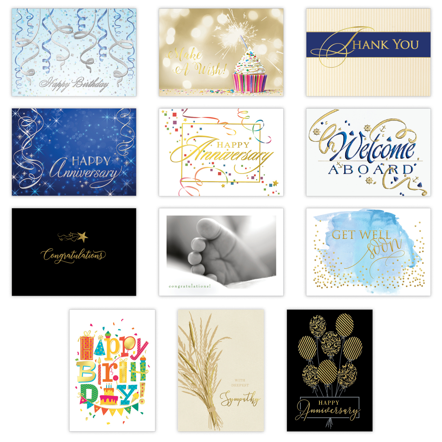 Elegant Employee All Occasion Card Assortment Bulk Business Greeting