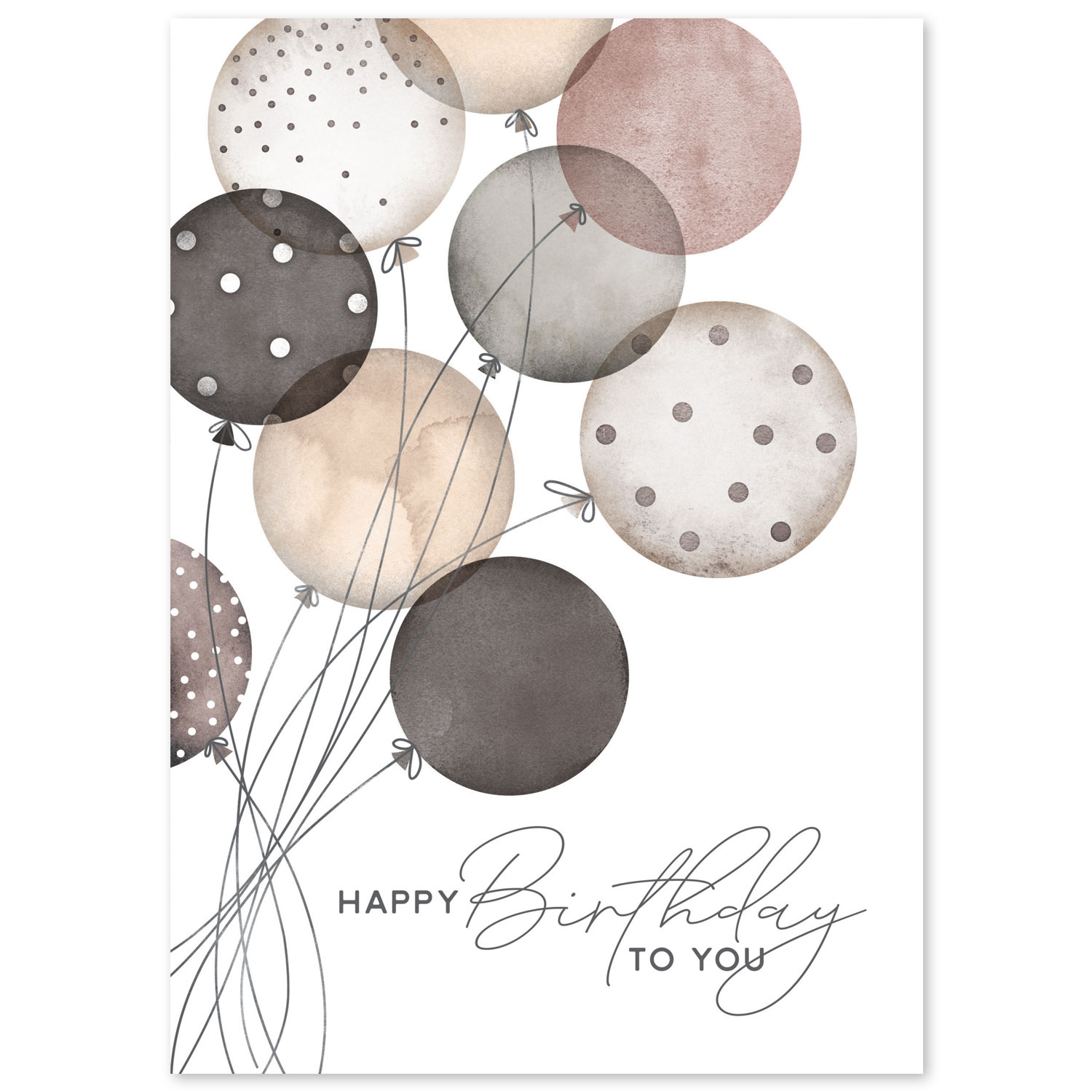 Soft Neutral Balloons Birthday Card | HRdirect