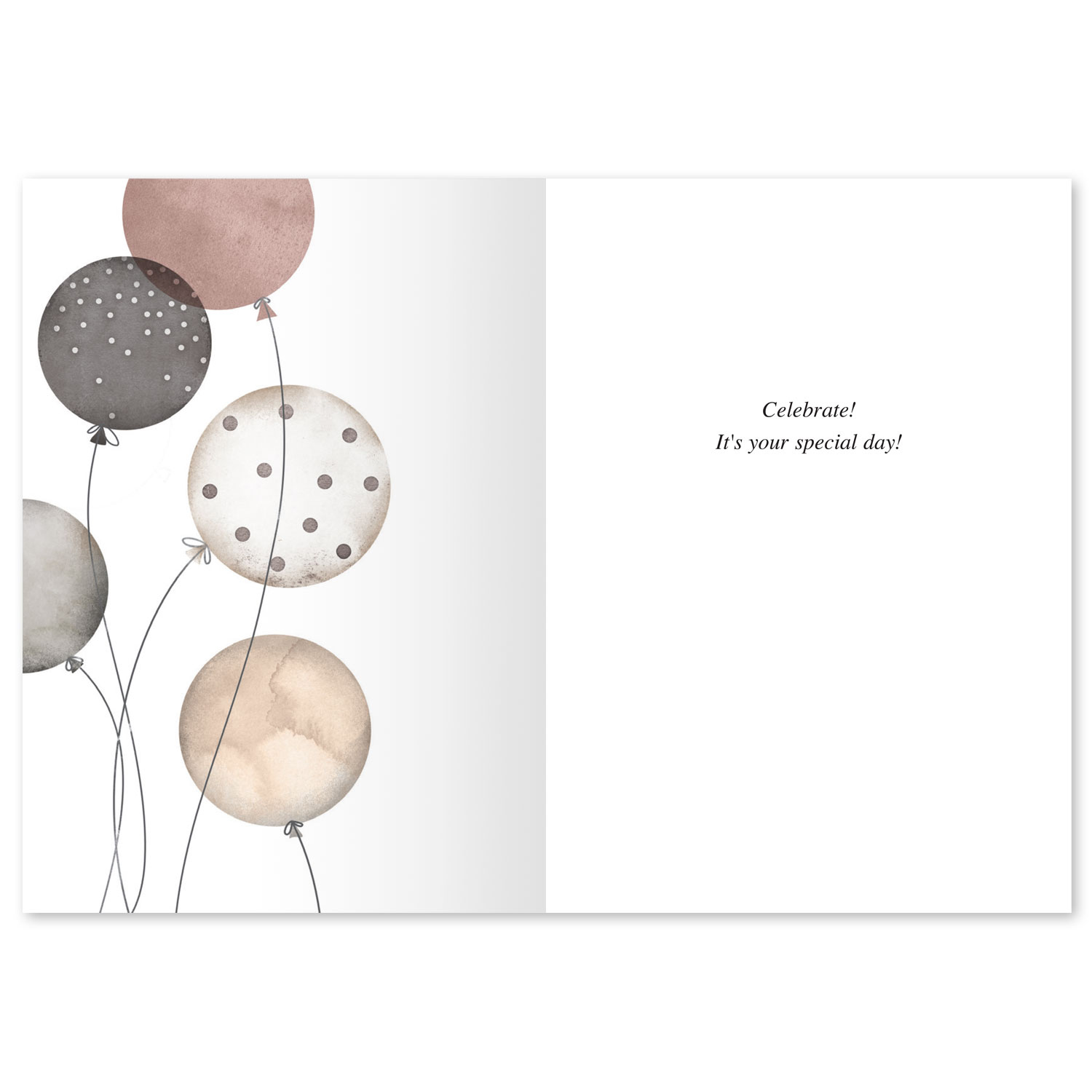 Soft Neutral Balloons Birthday Card | HRdirect